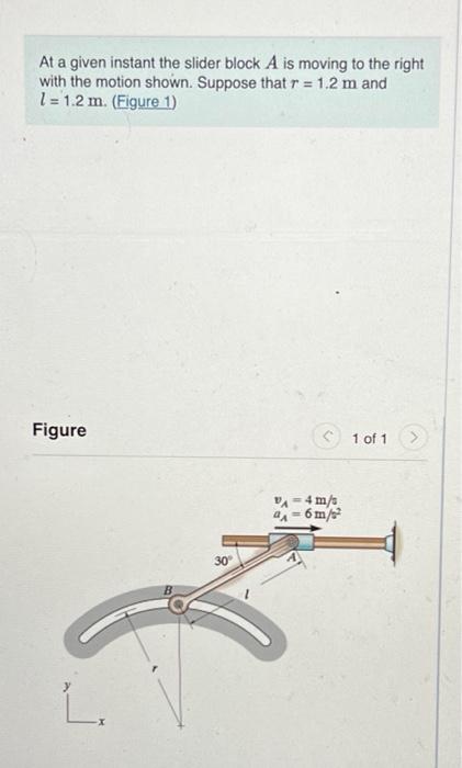 Solved At a given instant the slider block A is moving to | Chegg.com