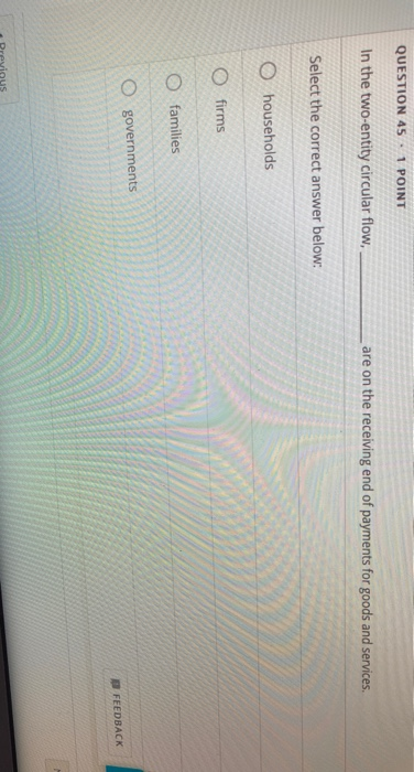 Solved QUESTION 45 · 1 POINT In the two-entity circular | Chegg.com