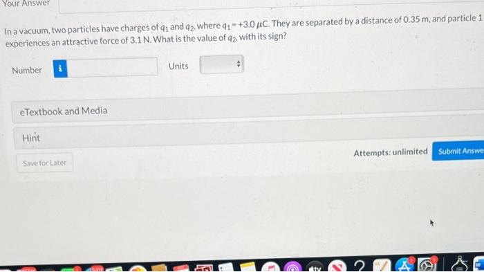 Solved In a vacuum, two particles have charges of q1 and q2, | Chegg.com