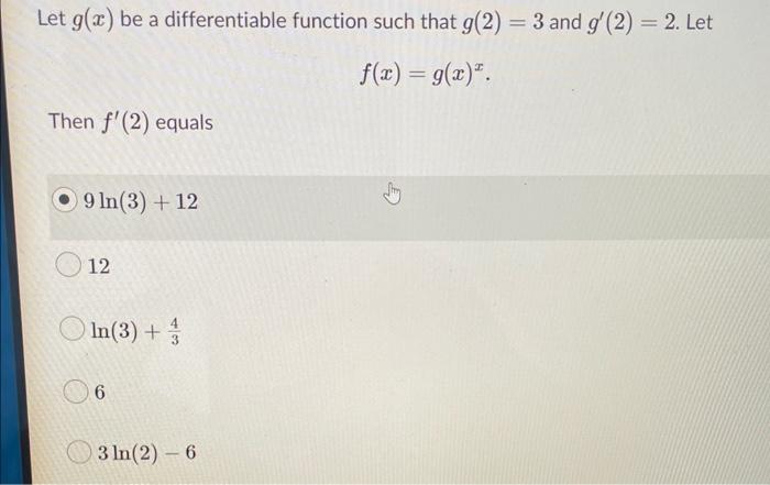 Solved Let g(x) be a differentiable function such that | Chegg.com