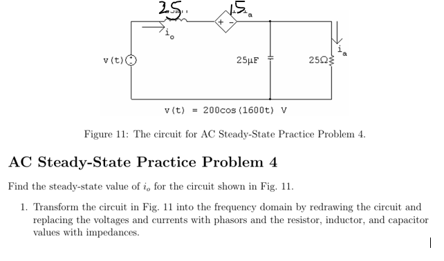 Solved AC Steady-State Practice Problem 4 ﻿Find the | Chegg.com
