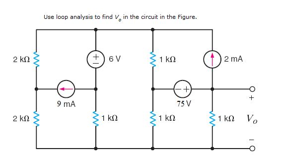 Solved Use Loop Analysis To Find Vo In The Circuit In The 7345