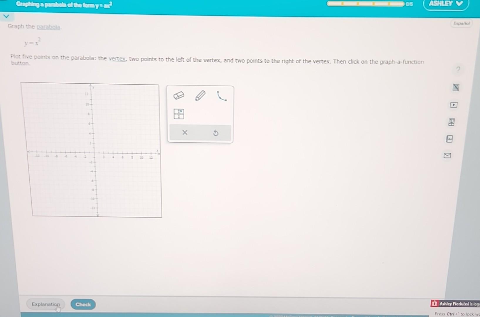 Solved y=x2 Plot five points on the parabola: the vertex, | Chegg.com