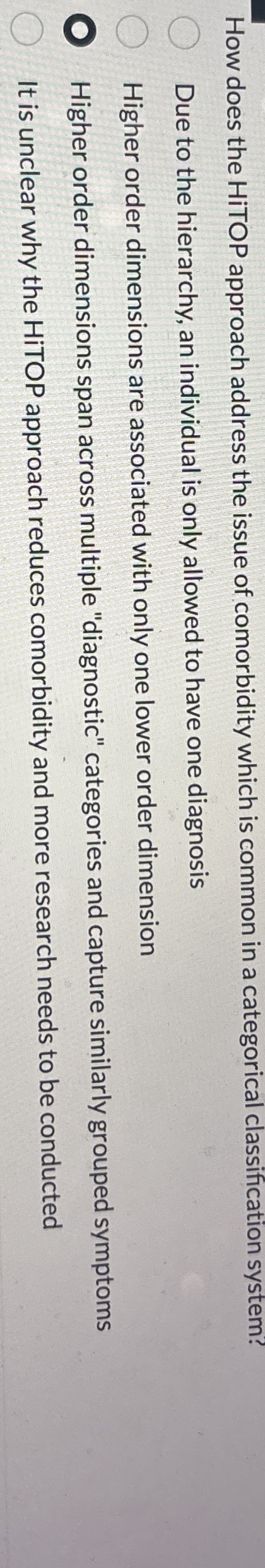 Solved How does the HiTOP approach address the issue of | Chegg.com