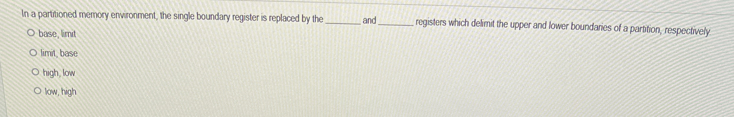 Solved In a partitioned memory environment, the single | Chegg.com