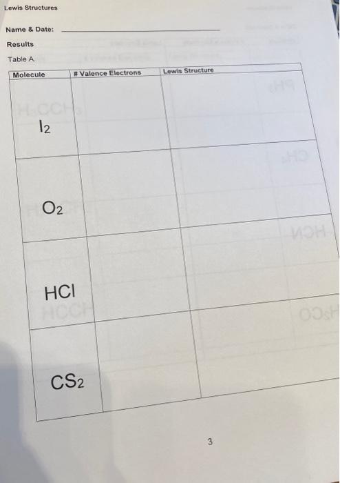 Solved Lewis Structures Experiment Dotails Part 1: Draw the | Chegg.com