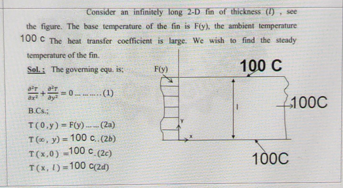 Solved see Consider an infinitely long 2-D fin of thickness | Chegg.com