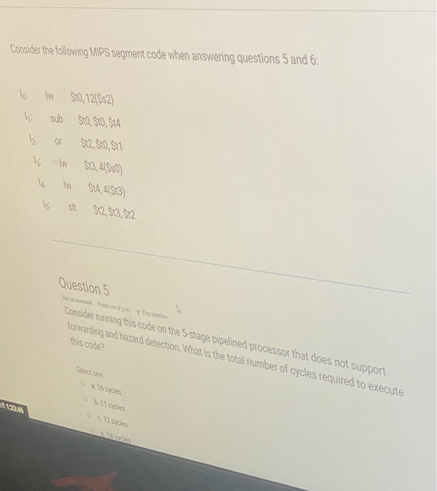 Solved Consider The Following Mips Segment Code When 8943