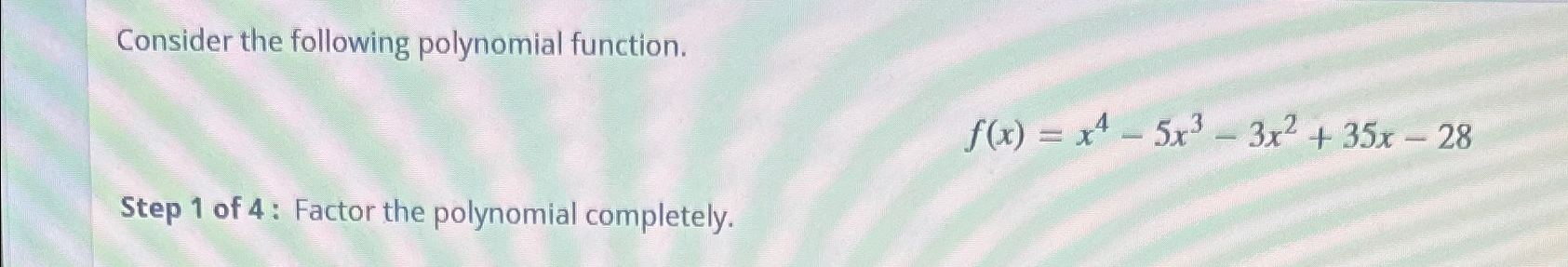 Solved Consider the following polynomial | Chegg.com