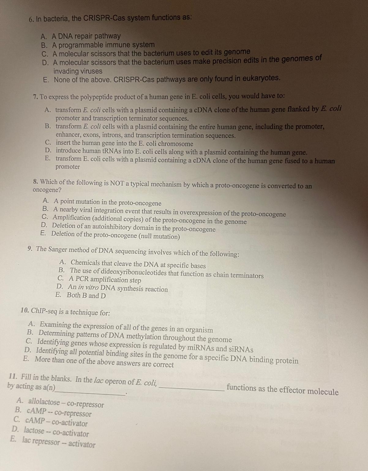 Solved In bacteria, the CRISPR-Cas system functions as:A. ﻿A | Chegg.com