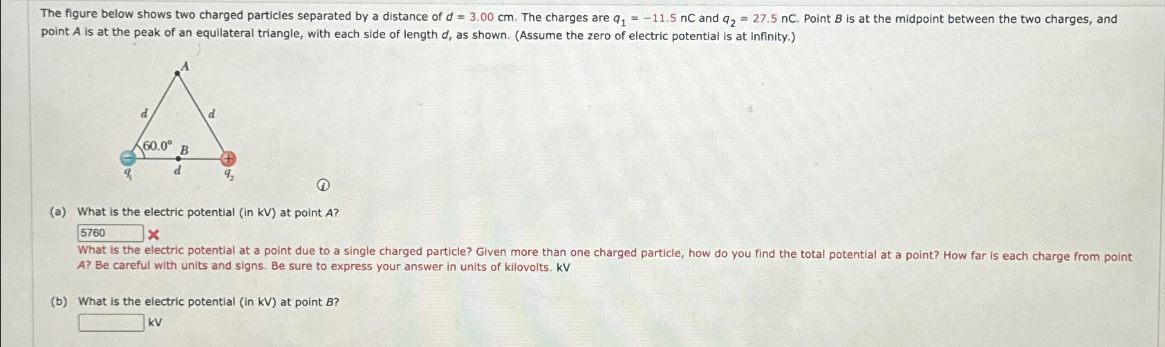 Solved point A ﻿is at the peak of an equilateral triangle, | Chegg.com