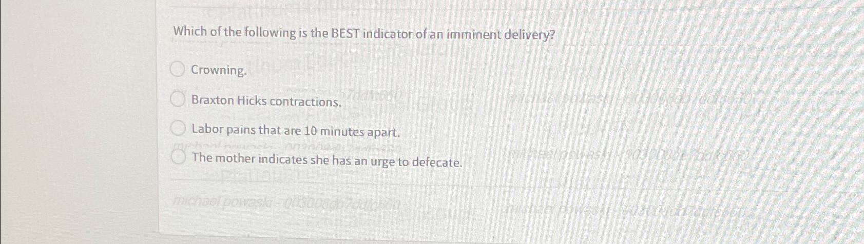 Solved Which of the following is the BEST indicator of an | Chegg.com