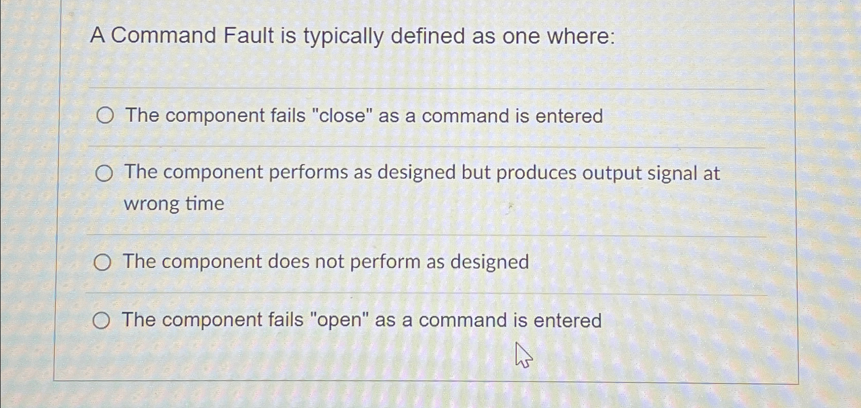 Solved A Command Fault is typically defined as one where:The | Chegg.com