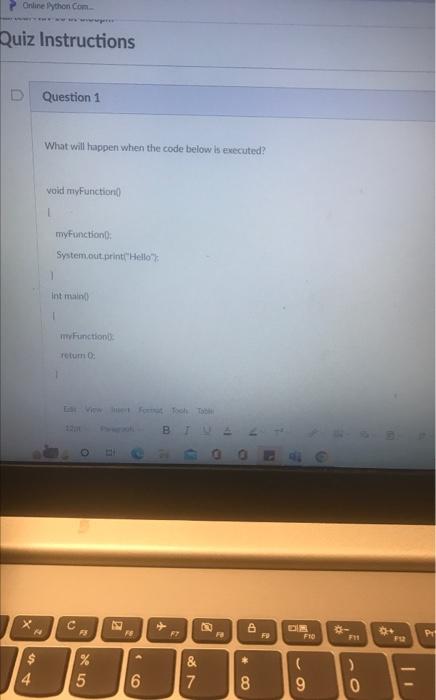 Solved What will happen when the code below is executed? | Chegg.com