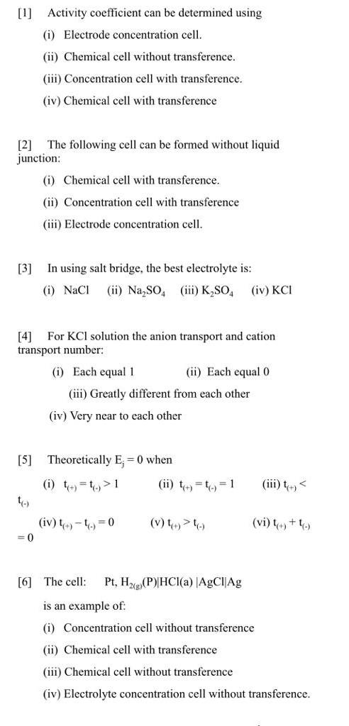 Solved [1] Activity coefficient can be determined using (i) | Chegg.com