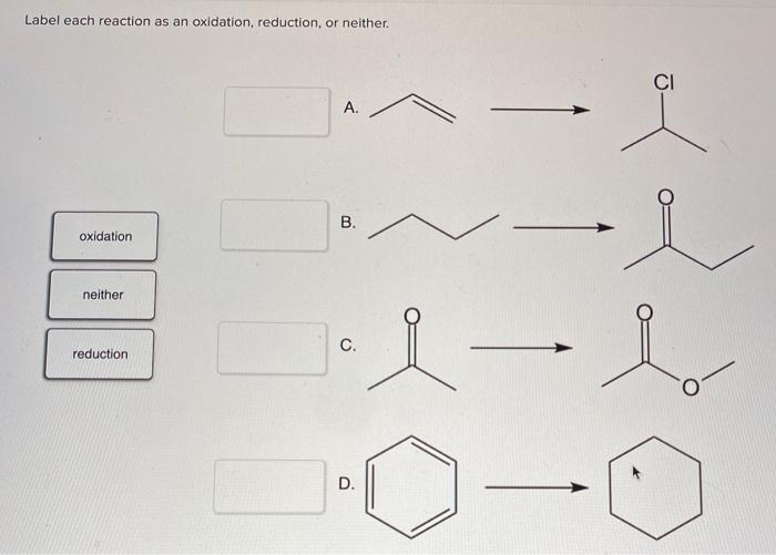 Solved Label Each Reaction As An Oxidation Reduction Or