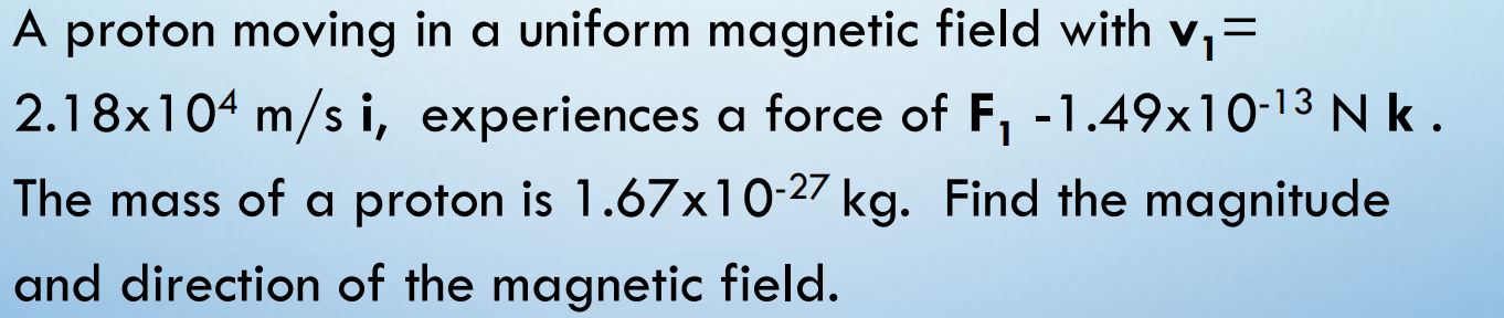 Solved A proton moving in a uniform magnetic field with | Chegg.com