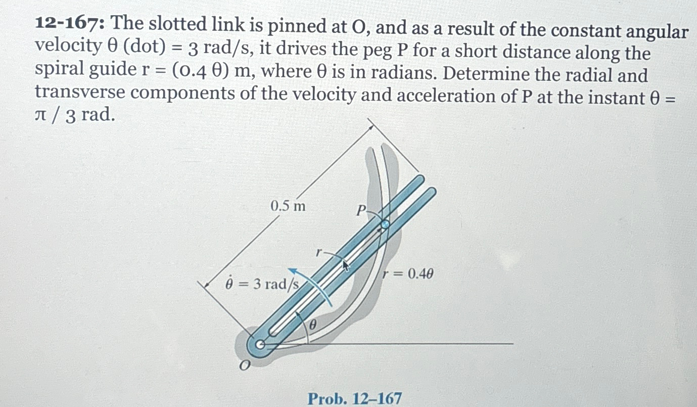Solved 12-167: The slotted link is pinned at O, ﻿and as a | Chegg.com