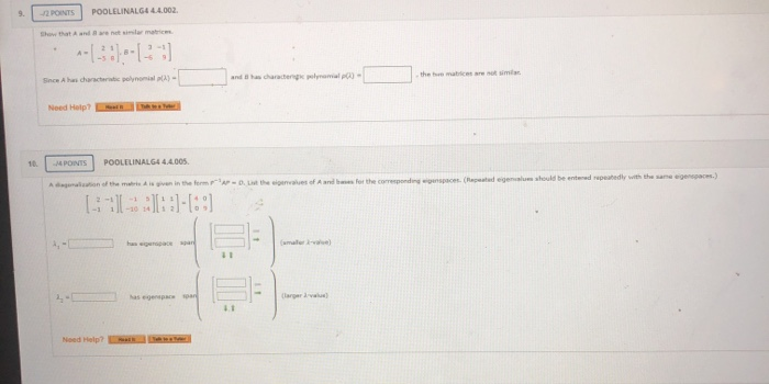 Solved 2. 0/2 POINTS PREVIOUS ANSWERS POOLELINALG4 3.6.002. | Chegg.com