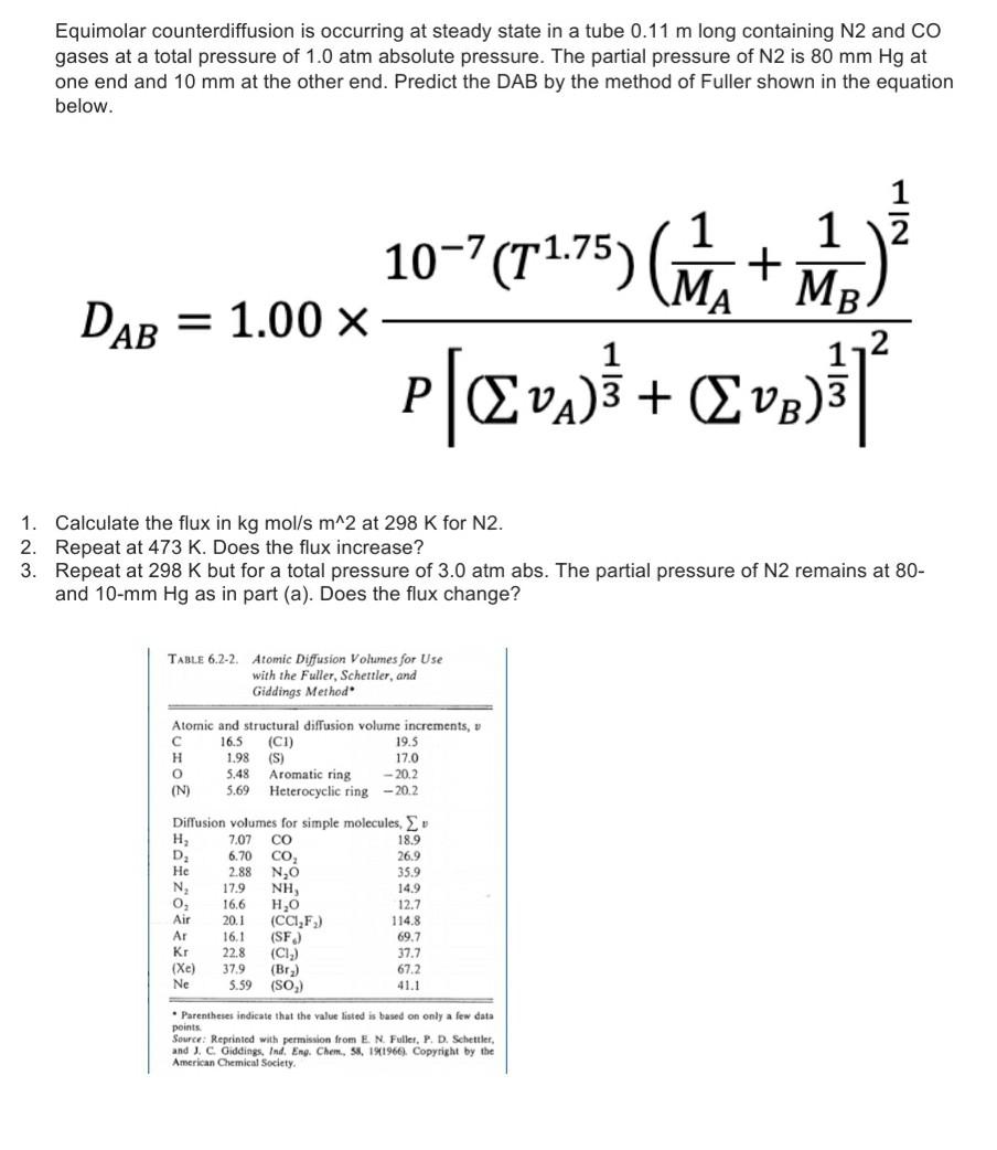 Solved Equimolar counterdiffusion is occurring at steady | Chegg.com