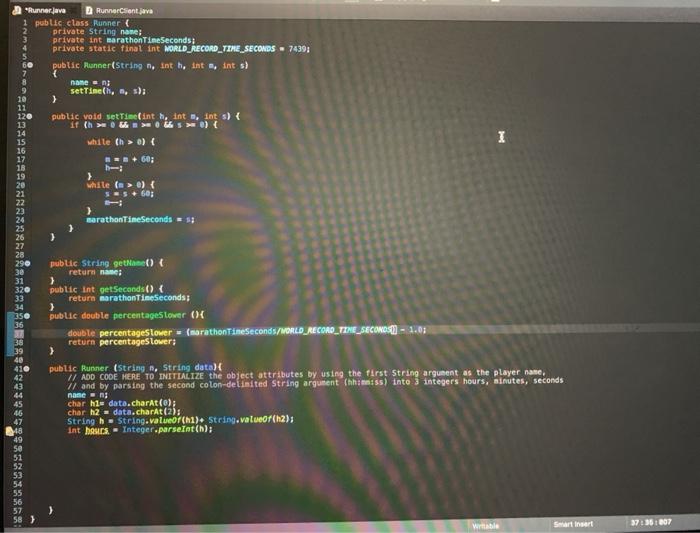 Solved "Runner.java RunnerCentjava 1 public class Runner | Chegg.com
