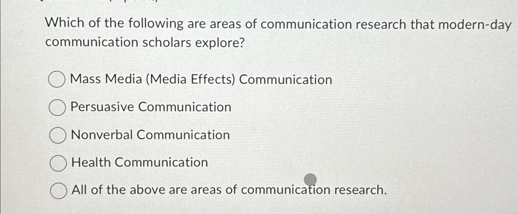 Solved Which of the following are areas of communication | Chegg.com