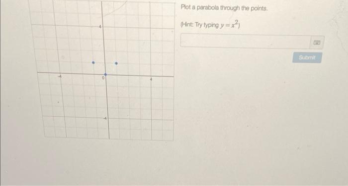 Solved Plot a parabola through the points. Hint: Try typing | Chegg.com