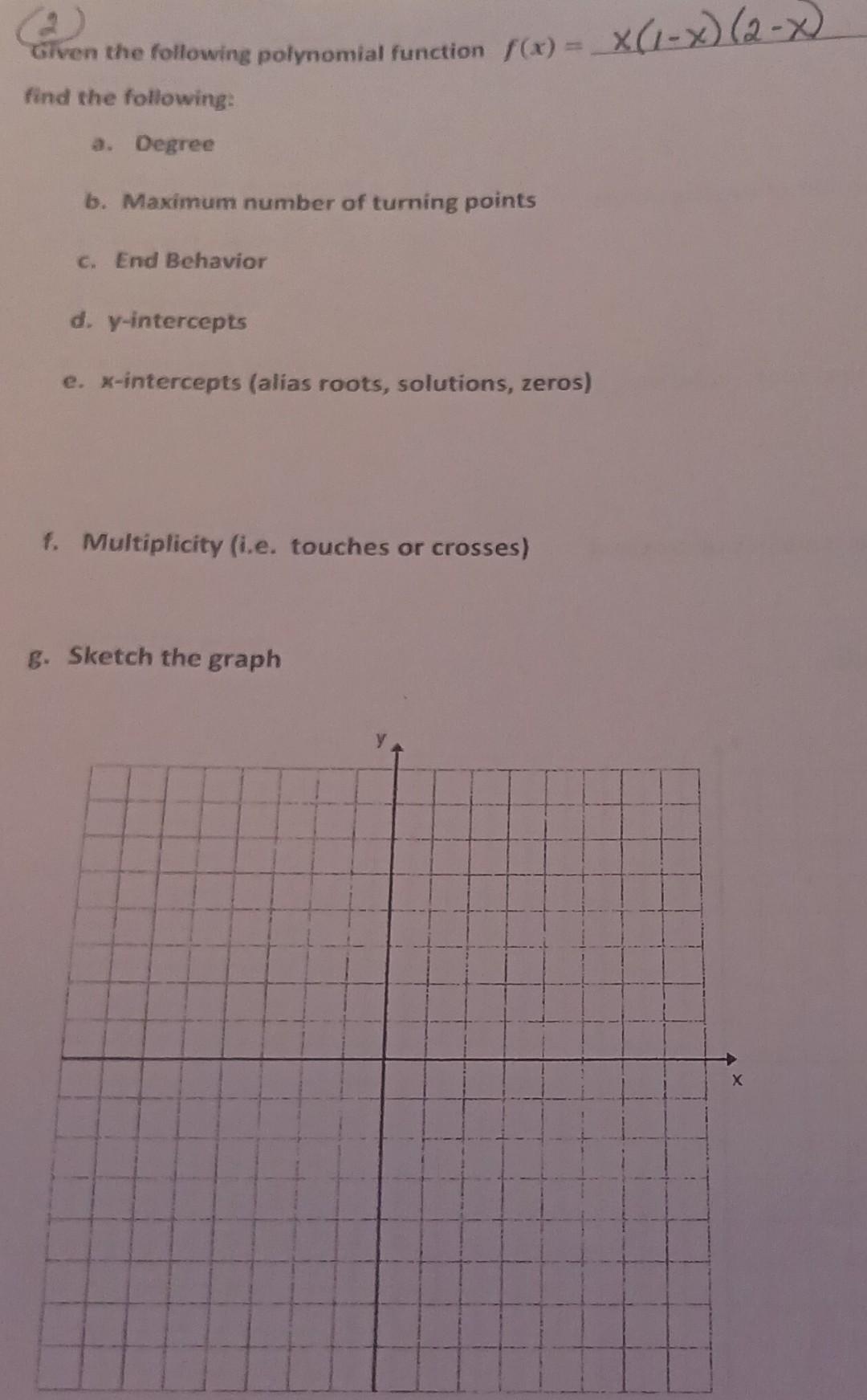 Solved (2) Given the following polynomial function | Chegg.com