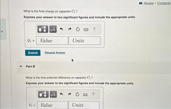 Solved What is the final charge on capacitor C2 ? Express | Chegg.com