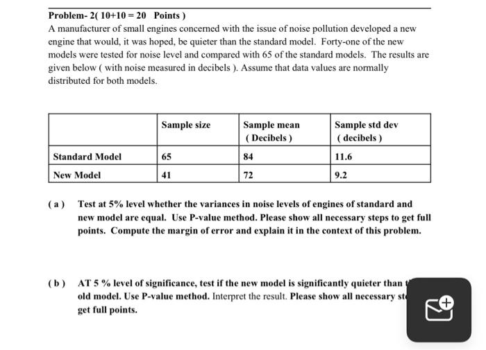 Solved Problem- 2(10+10=20 Points ) A manufacturer of small | Chegg.com Solved Problem- 2(10+10=20 Points ) A manufacturer of small | Chegg.com