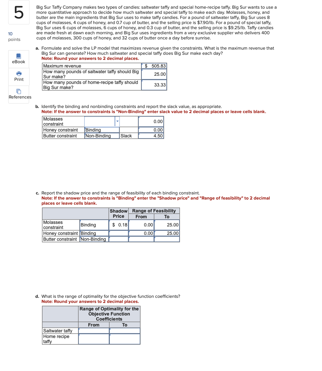 Solved Big Sur Taffy Company makes two types of candies: | Chegg.com