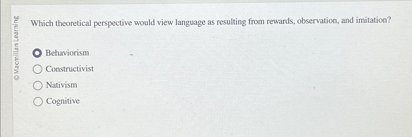 Solved Which theoretical perspective would view language as | Chegg.com