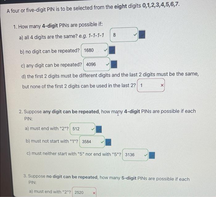 Solved A four or five-digit PIN is to be selected from the | Chegg.com