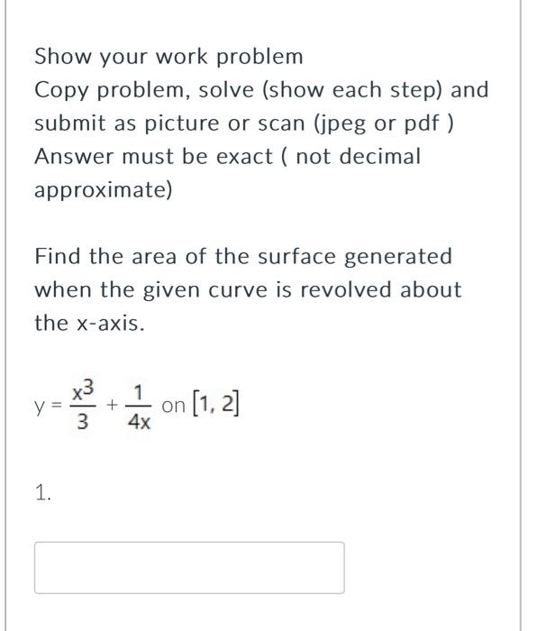 Solved Show your work problem Copy problem, solve (show each | Chegg.com