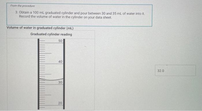 Solved Volume of water in beaker ( mL )From the procedure 3. | Chegg.com