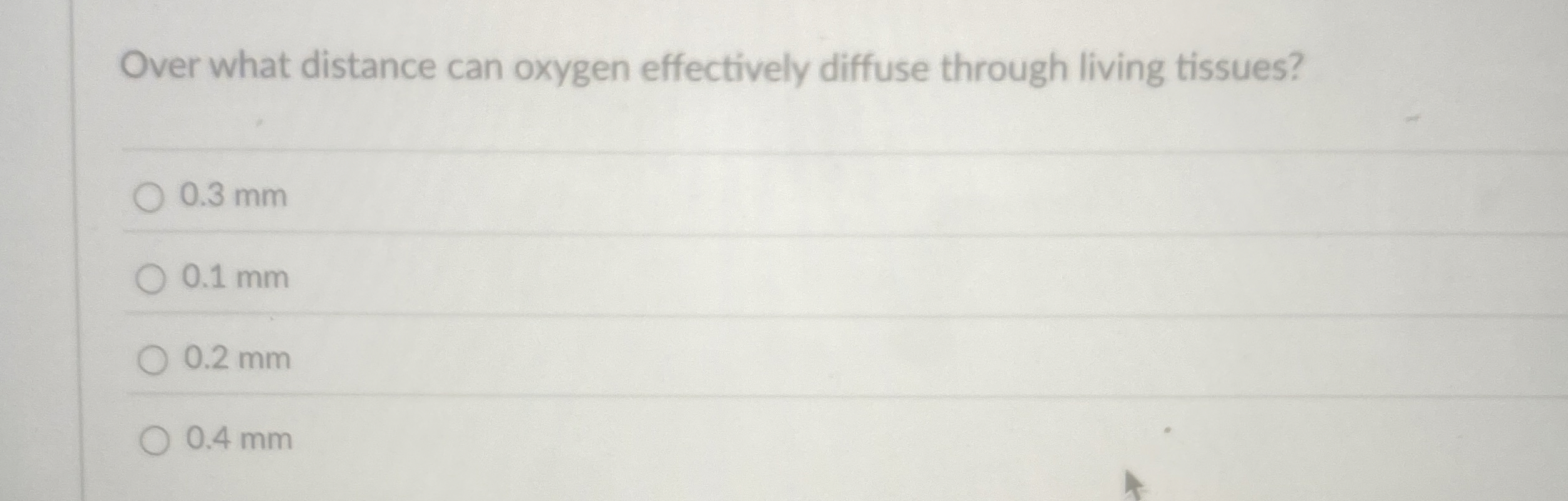 Solved Over what distance can oxygen effectively diffuse | Chegg.com