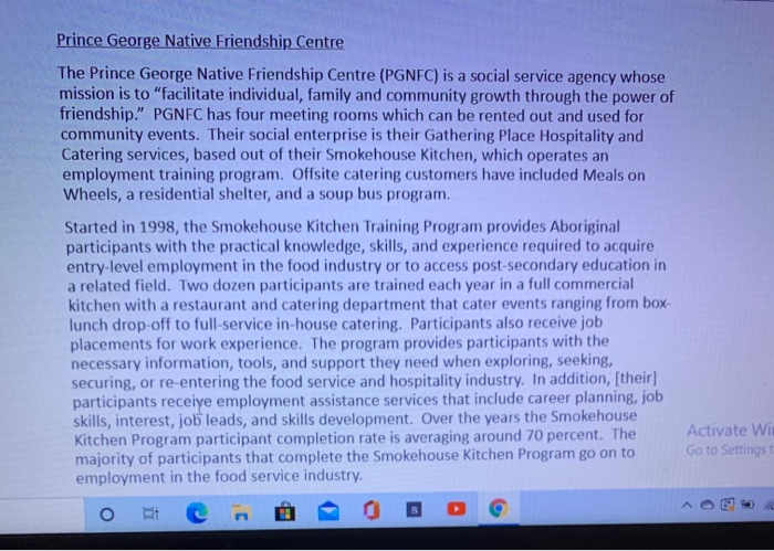 Solved Prince George Native Friendship Centre The Prince | Chegg.com