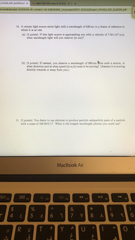 Solved PH253 001 Su2020.pd X M Math 238-060 June 12 at 8:00 | Chegg.com