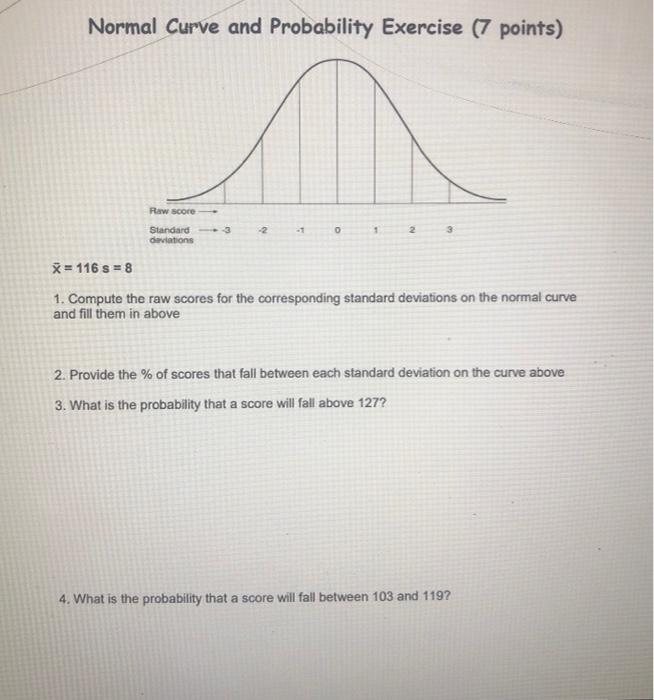 Solved Normal Curve and Probability Exercise (7 points) Raw | Chegg.com