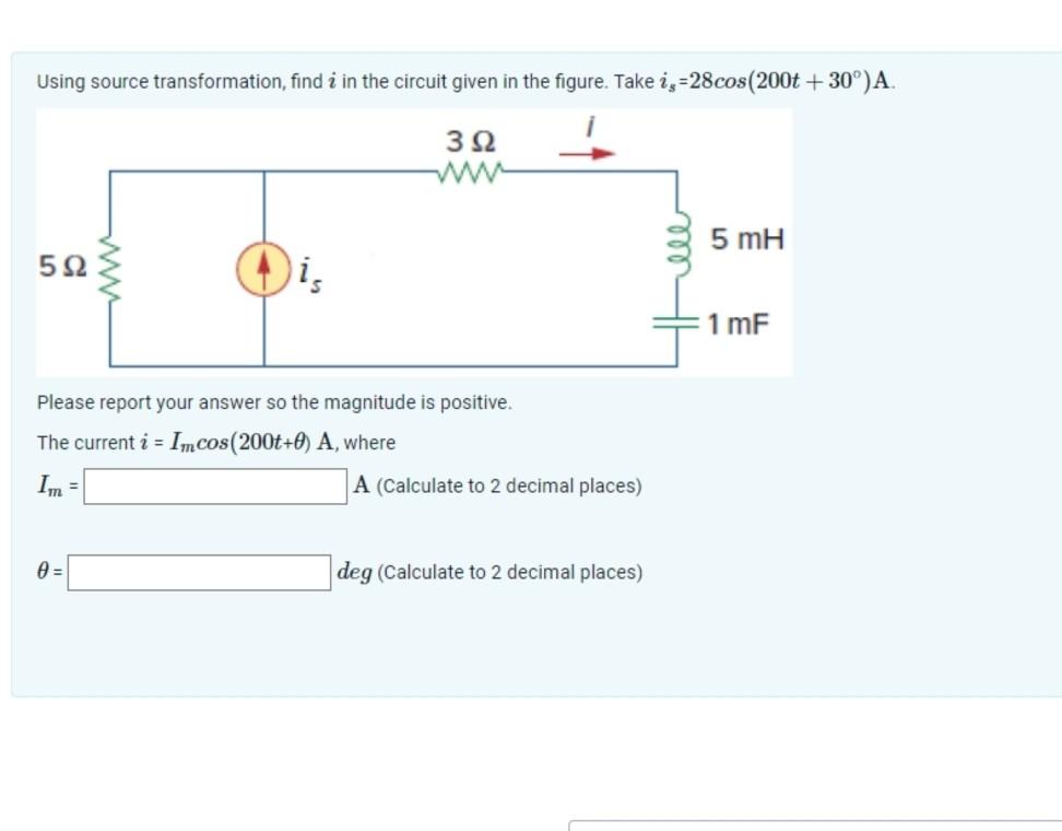 Solved Using source transformation, find i in the circuit | Chegg.com