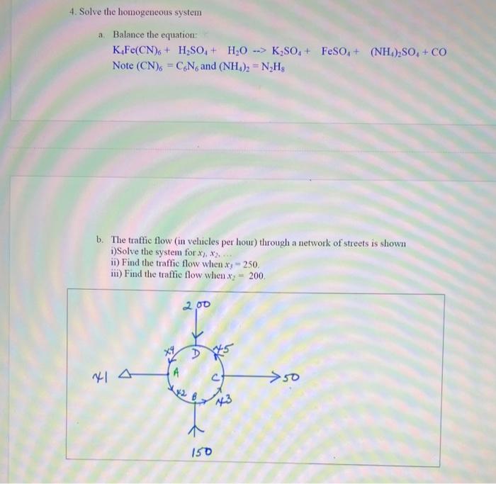 Solved Solve the homogeneous system a. Balance the equation: | Chegg.com