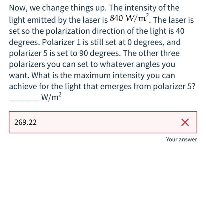 Solved Question 6 - Intensity Graph I (W m2) light intensity | Chegg.com