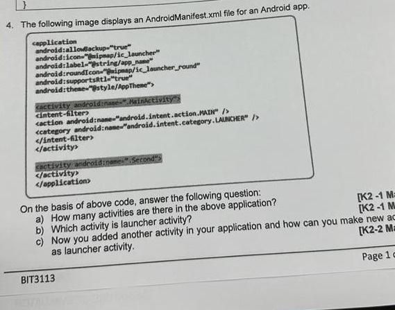 Solved 4. On the basis of above code, answer the followiriy | Chegg.com