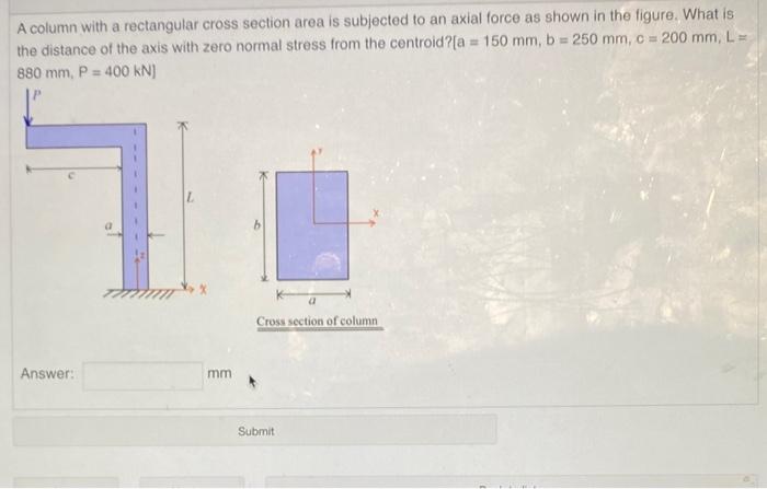 Solved A column with a rectangular cross section area is | Chegg.com