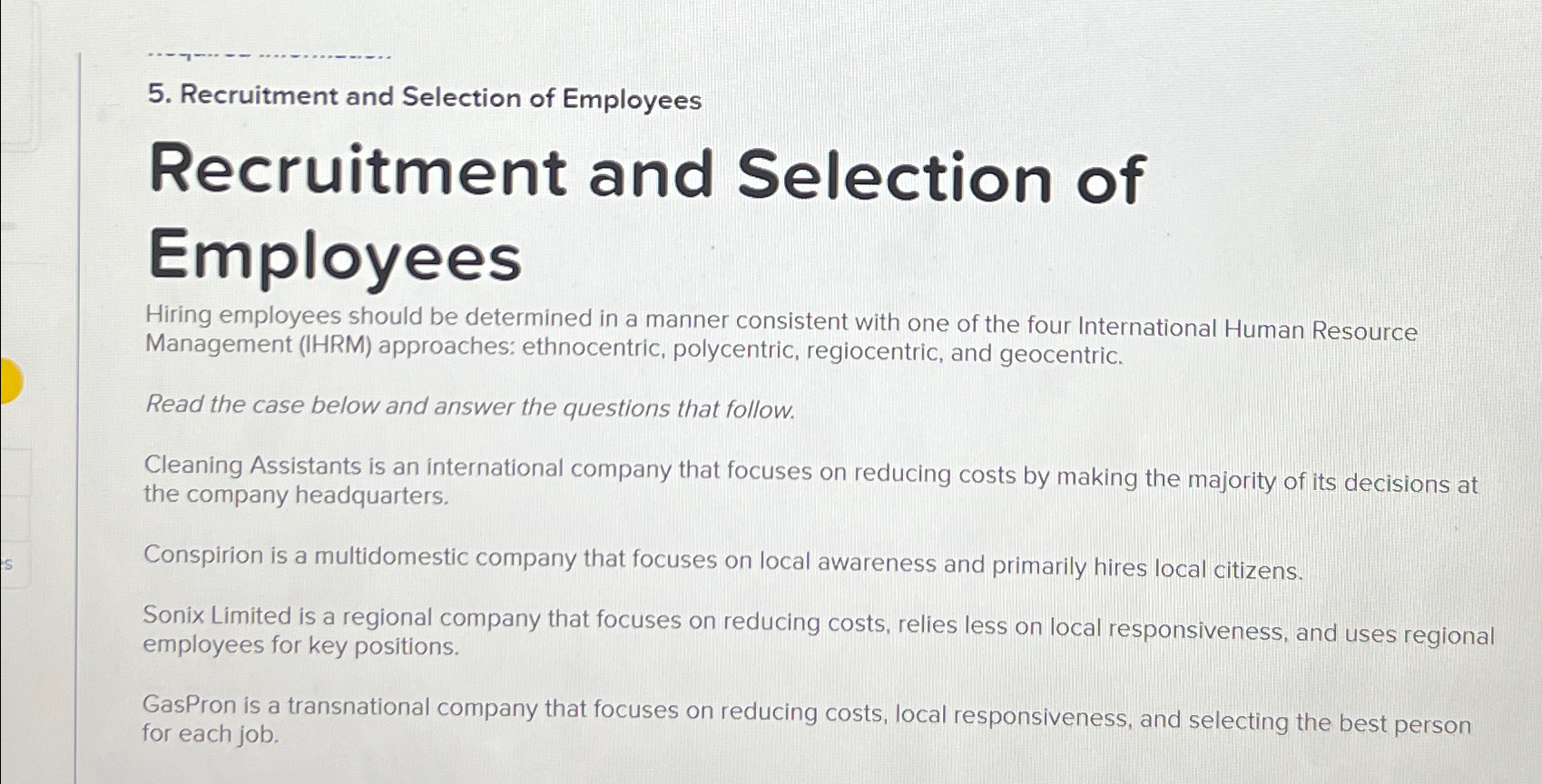 Solved Recruitment and Selection of EmployeesRecruitment and | Chegg.com