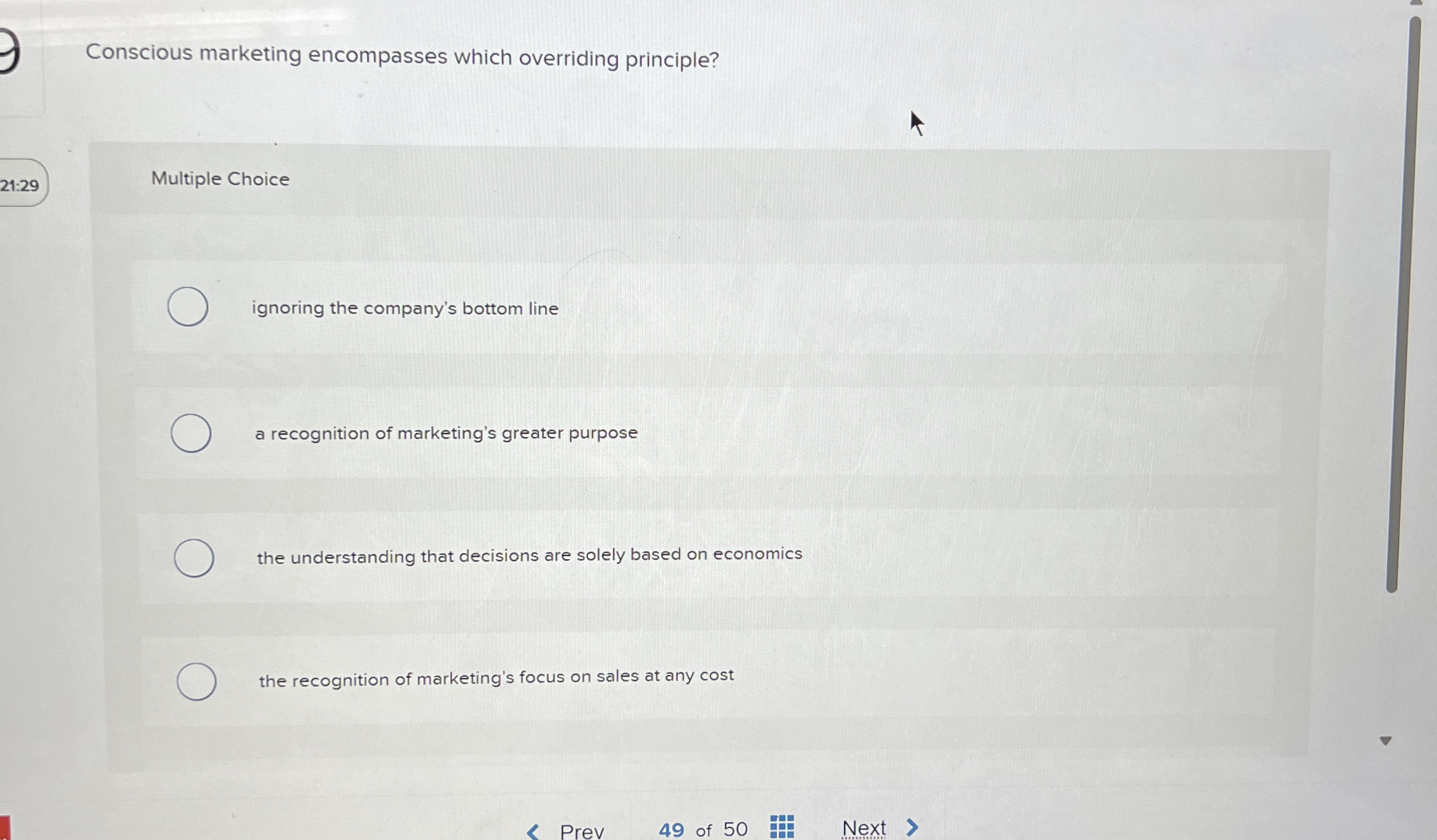 Solved Conscious marketing encompasses which overriding | Chegg.com