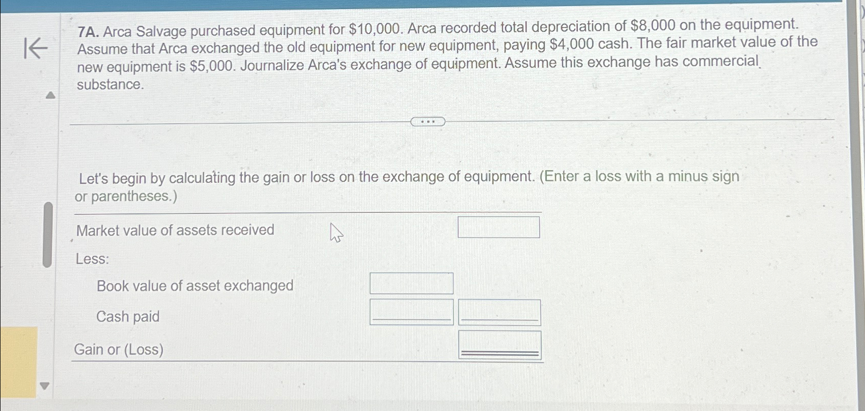 Solved 7A. ﻿Arca Salvage purchased equipment for $10,000. | Chegg.com