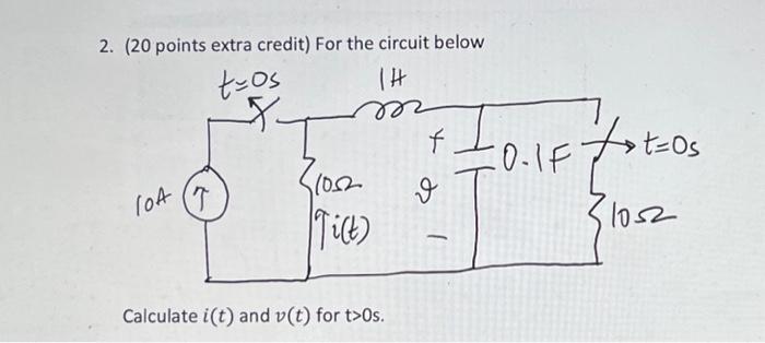 Solved 2. (20 points extra credit) For the circuit below | Chegg.com