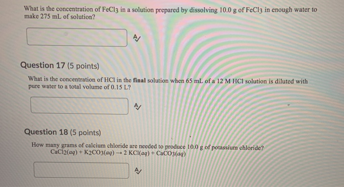 Solved What is the concentration of FeCl3 in a solution | Chegg.com