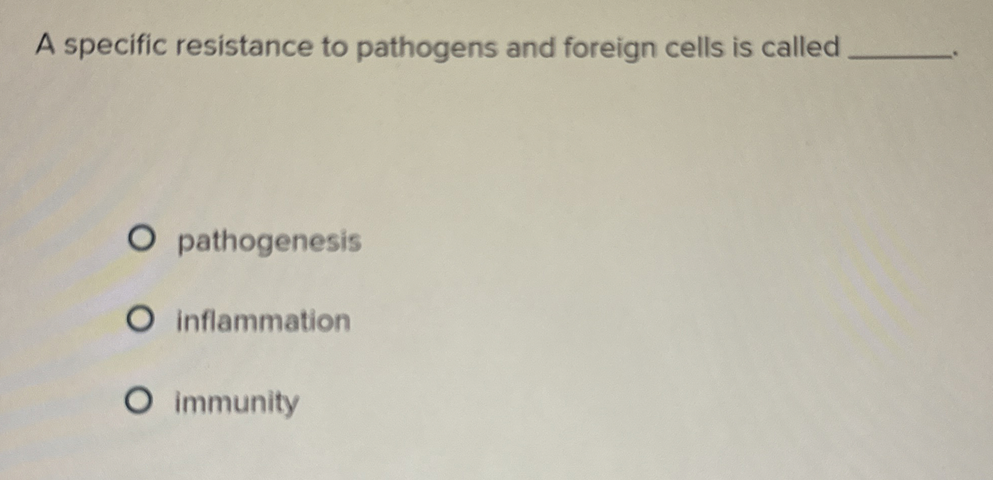 High Quality SOLUTION A specific resistance to pathogens and foreign cells | Chegg.com
